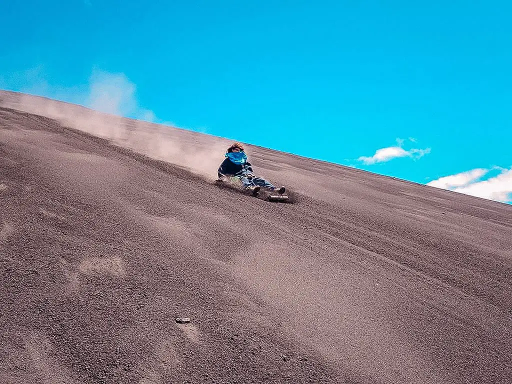 Volcano boarding in Leon